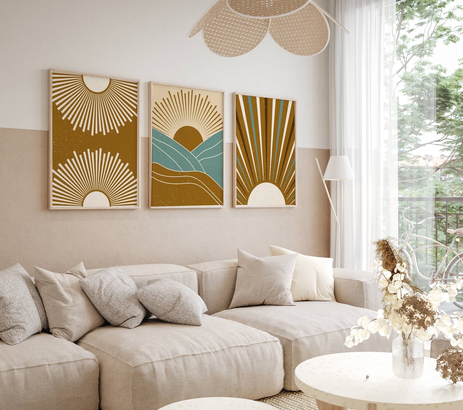 Abstract Landscape Prints, Set of 3 Prints, Gallery Wall Prints, Landscape Art, Boho Wall Art ...