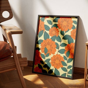 Lovely 70s Flower Poster, Retro Floral Print, Funky Wall Art, Flower ...