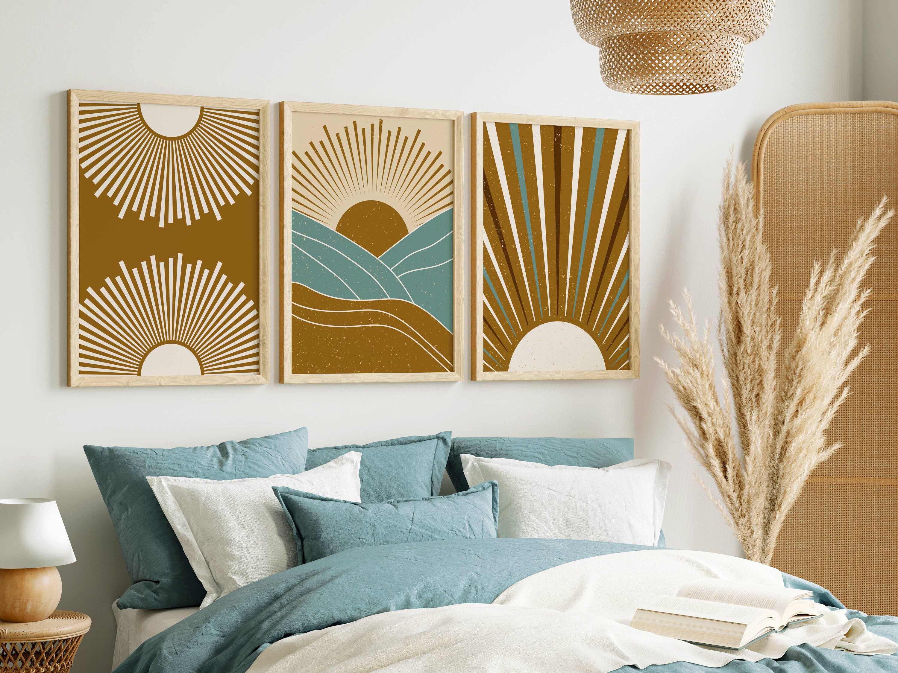 Abstract Landscape Prints, Set of 3 Prints, Gallery Wall Prints, Landscape Art, Boho Wall Art ...