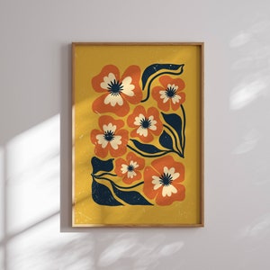 Lovely 70s Flower Poster, Matisse Art Print, 70s Floral Artwork, Funky ...