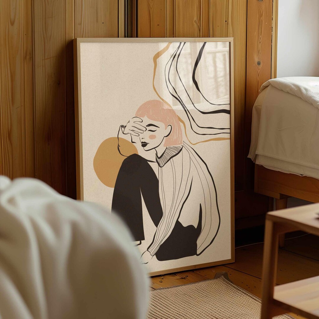 Figurative Line Art Print: Mid-century Modern Wall Art, Minimalist ...