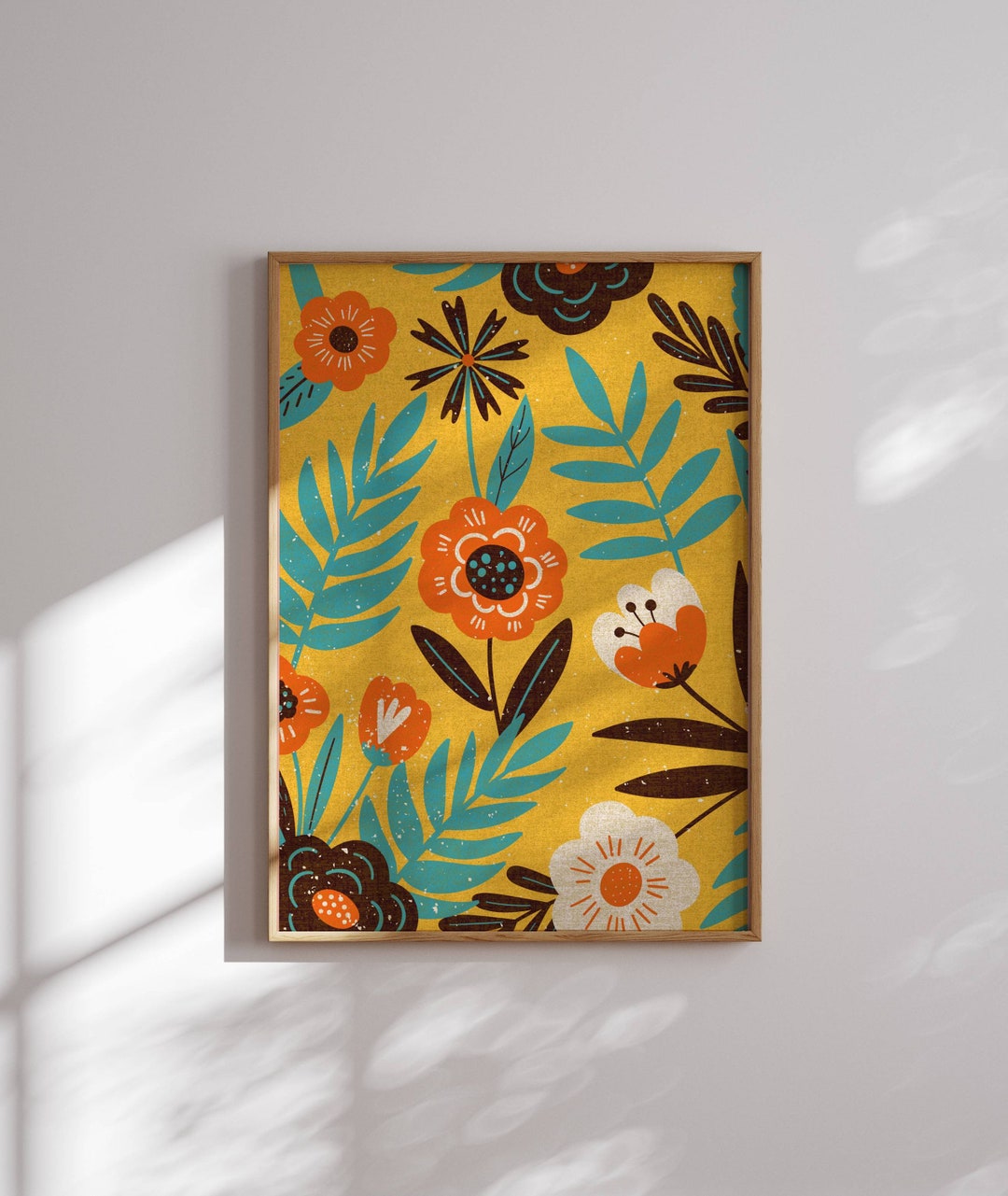 Retro 70s Flower Poster, Colorful Art, Funky Wall Art, 1970s Decor ...