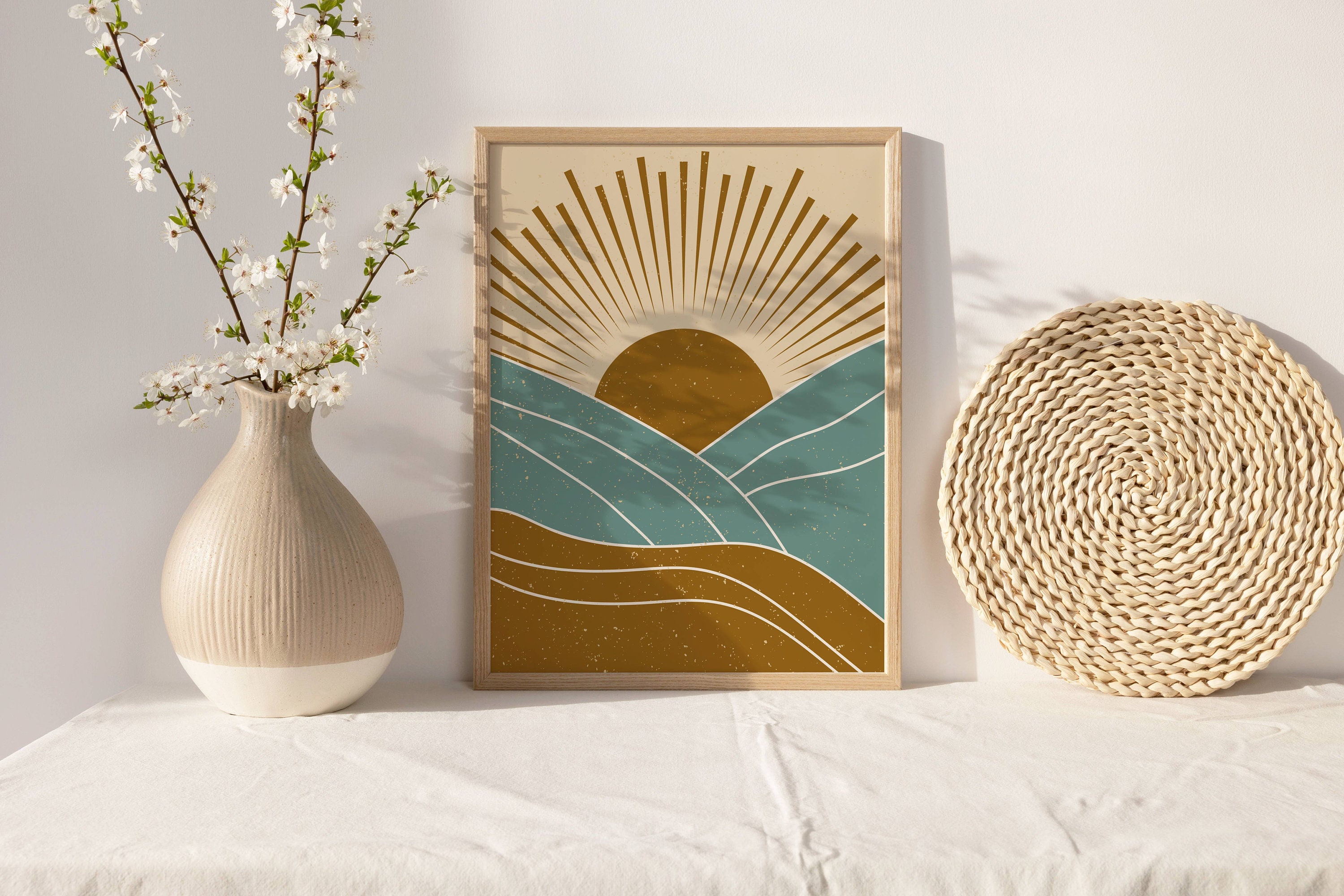 Abstract Landscape Prints, Set of 3 Prints, Gallery Wall Prints, Landscape Art, Boho Wall Art ...