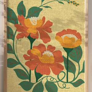 Bright Retro Flower Poster, Vintage Style Floral Print, 70s Wall Art ...