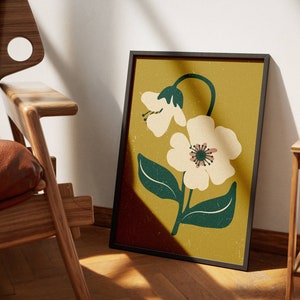 Lovely 70s Flower Poster, Matisse Art Print, 70s Floral Artwork, Funky ...