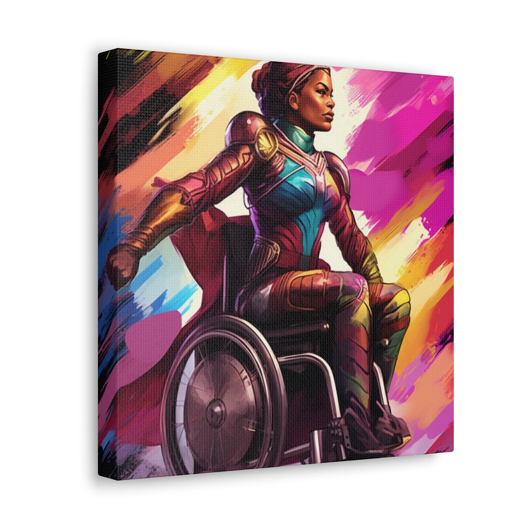 Black Woman Art | Wheelchair Superhero | Canvas Wall Art | Colorful ...