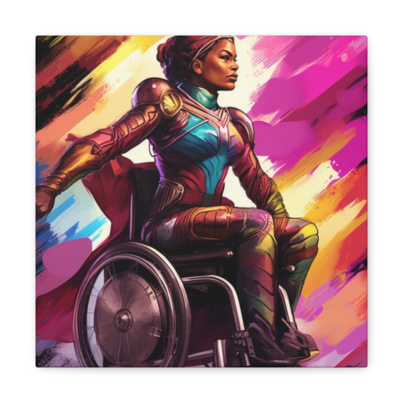 Black Woman Art | Wheelchair Superhero | Canvas Wall Art | Colorful ...