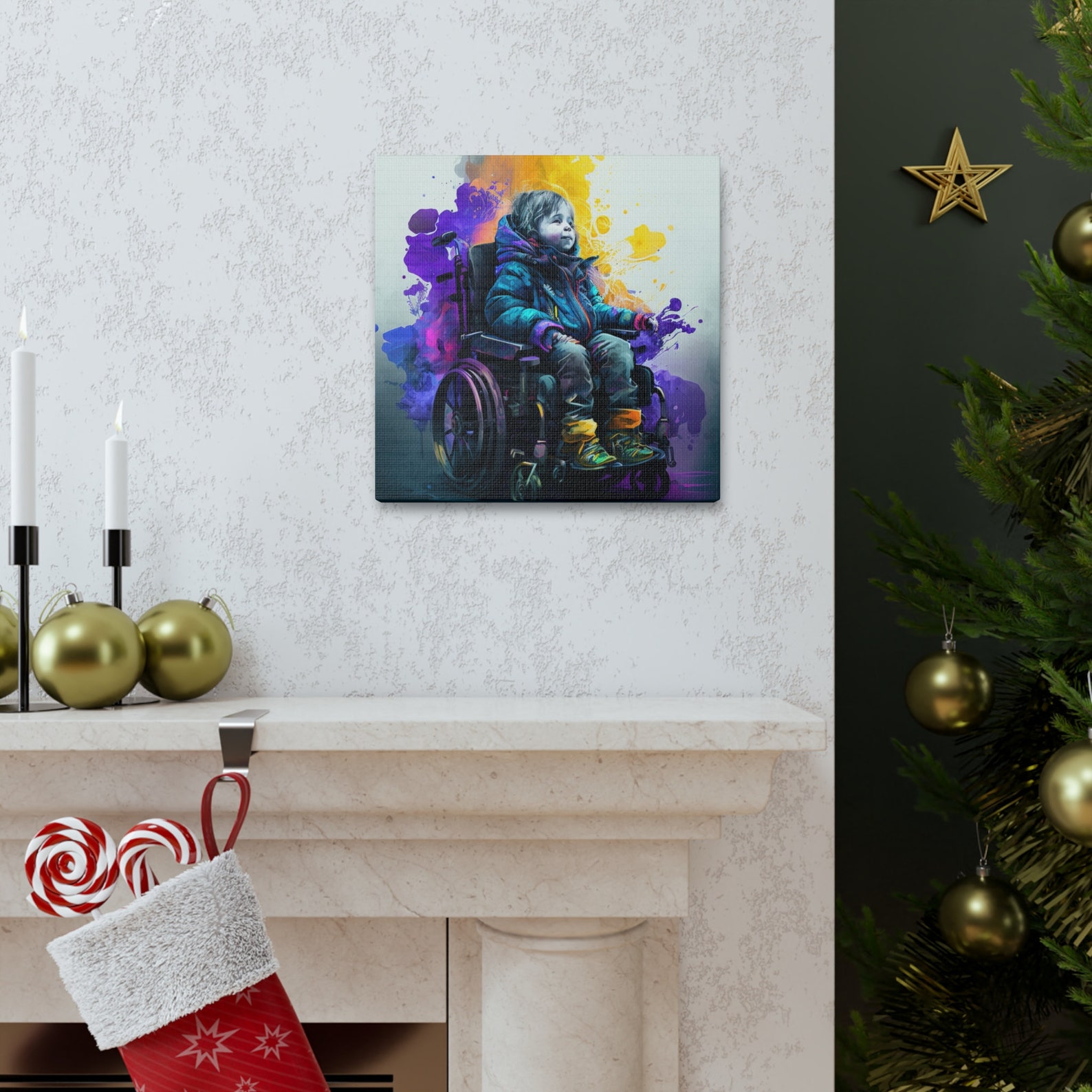 Joyful Boy With Disability | Wheelchair Canvas Art | Disability ...