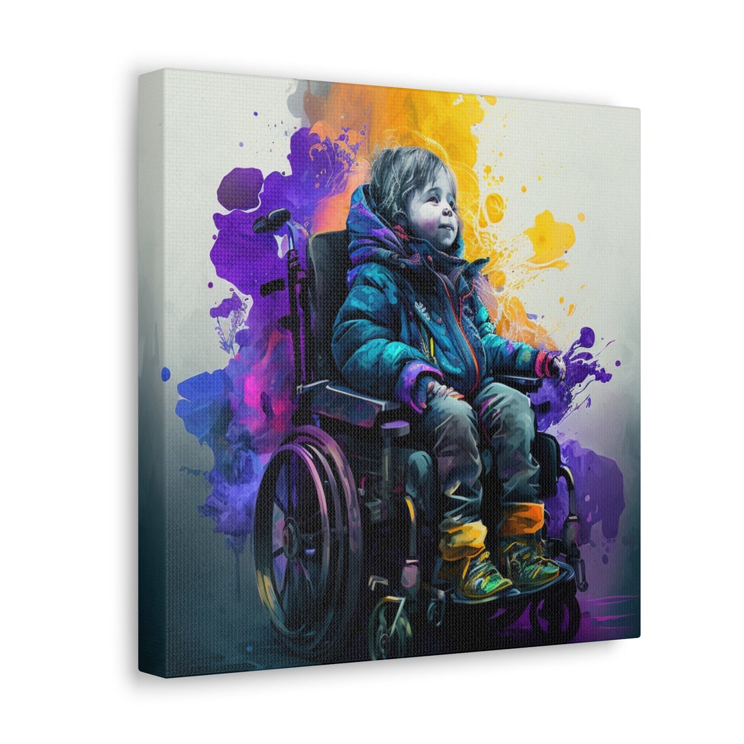 Joyful Boy With Disability | Wheelchair Canvas Art | Disability ...