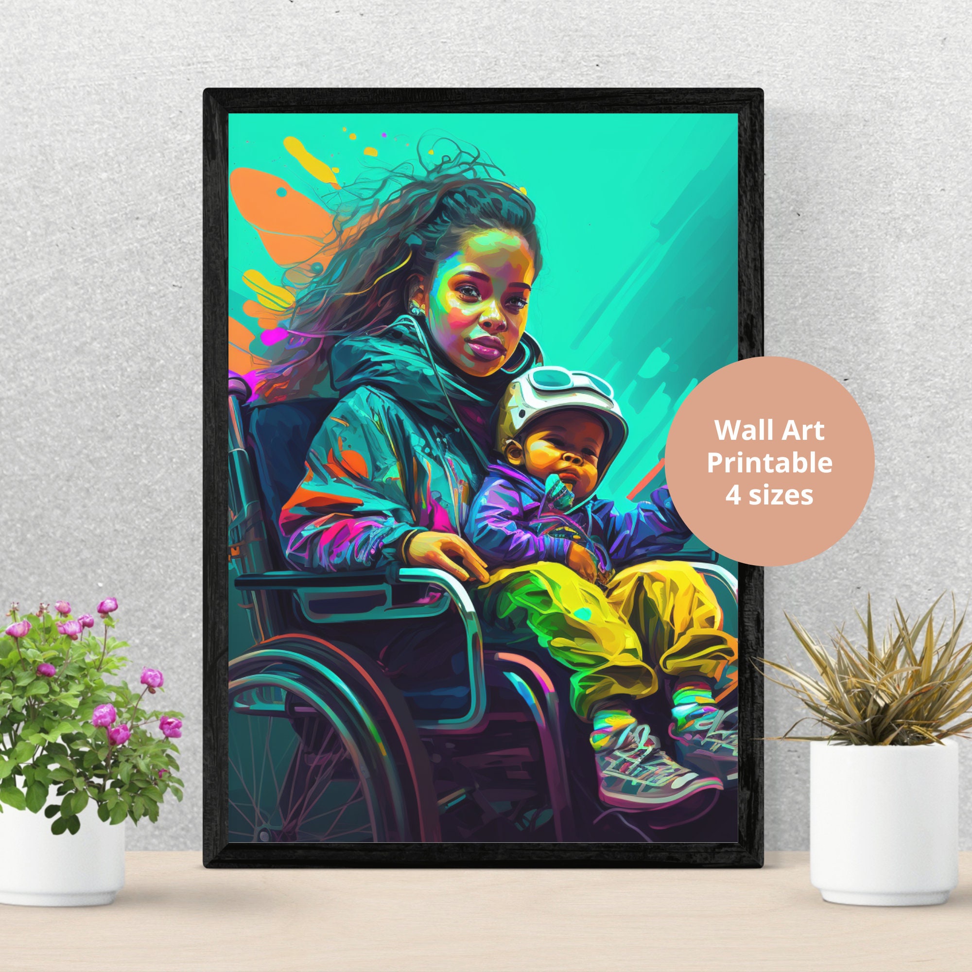 Digital Art Download | Black Disabled Woman | Woman in a Wheelchair ...