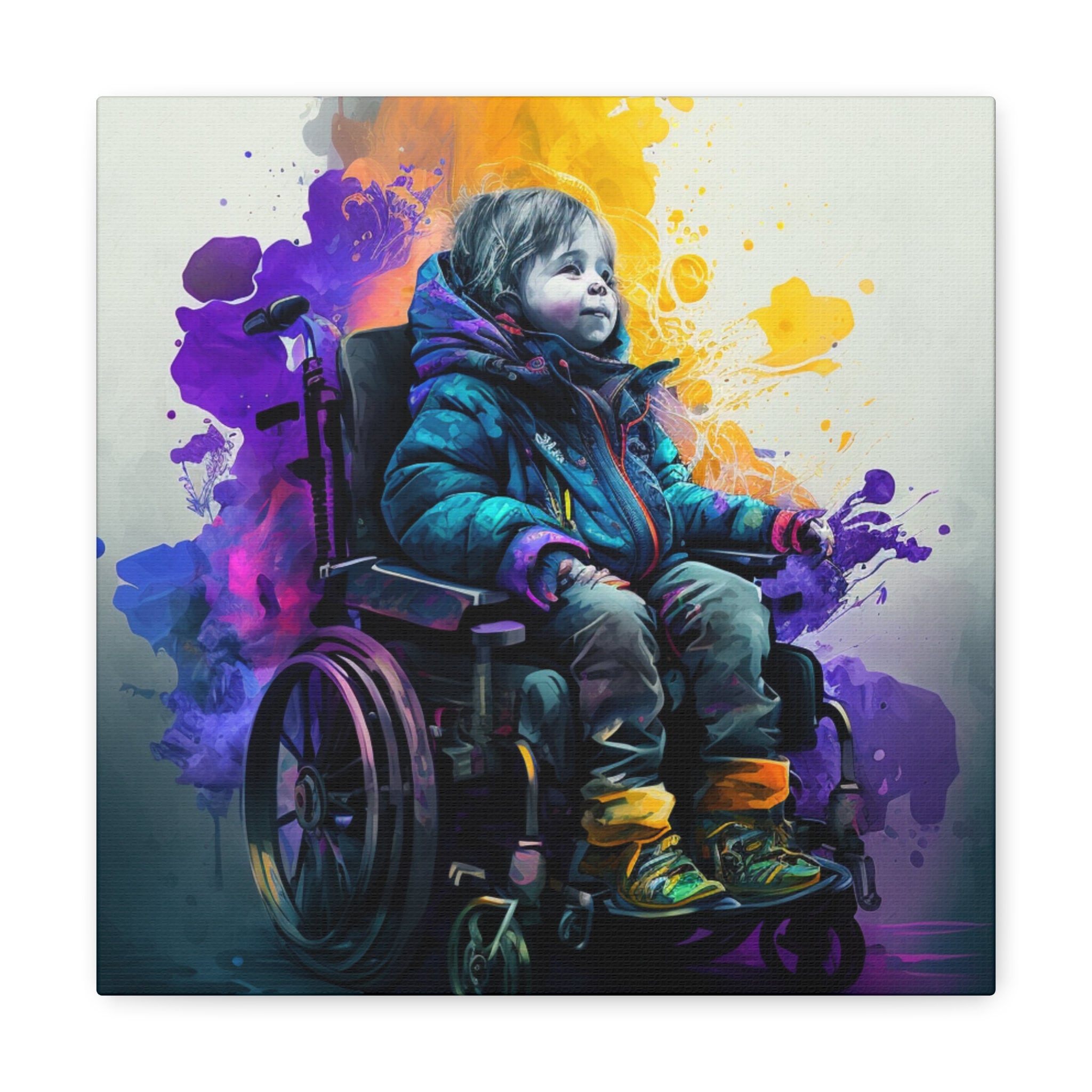 Joyful Boy With Disability | Wheelchair Canvas Art | Disability ...