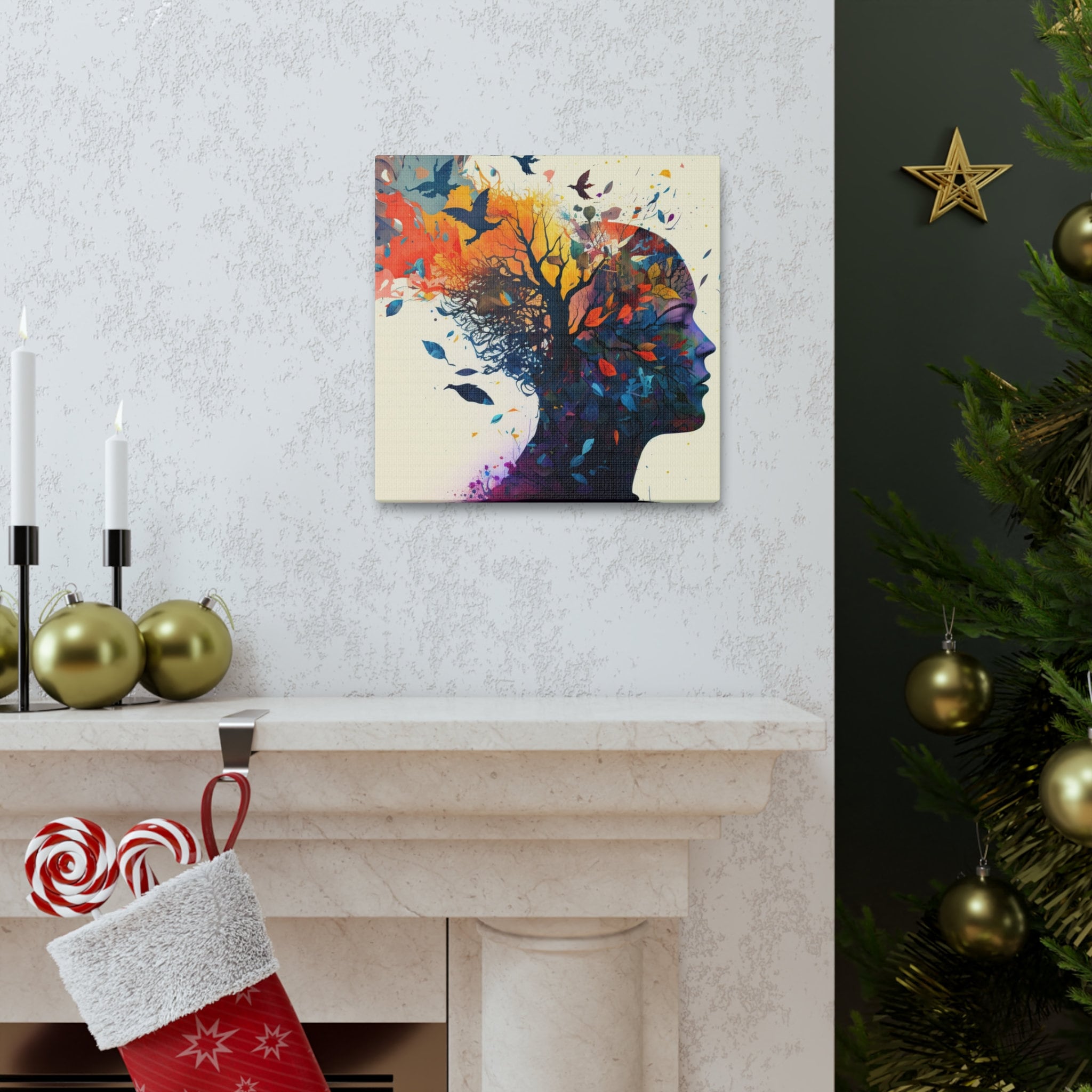 Canvas Wall Art | Colorful Mental Health Tree Canvas | Healing Art ...