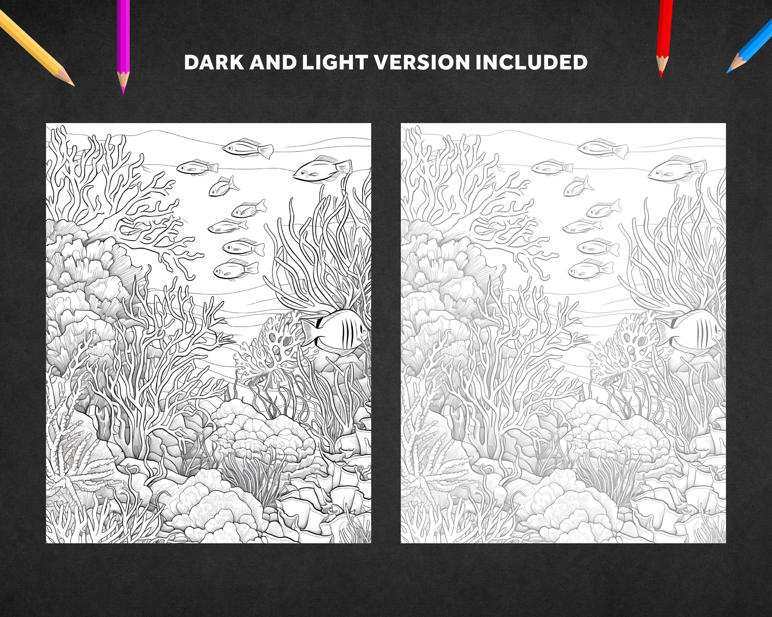 25 Coloring Pages Coral Reef, Printable Coloring Book, Sea, Reef, Sea ...