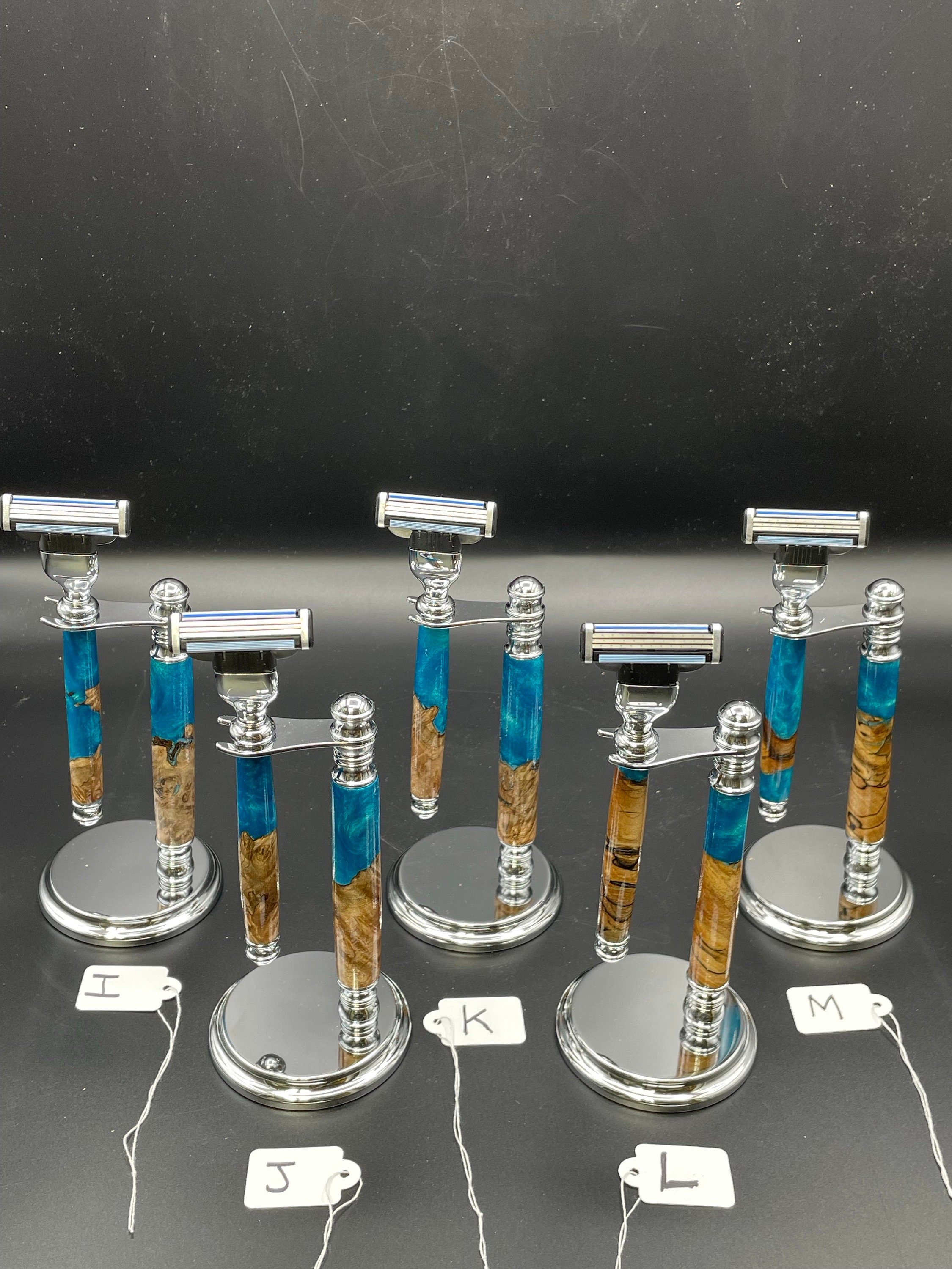 Handmade Safety Razor and Stand - Burl Wood and Resin - Etsy