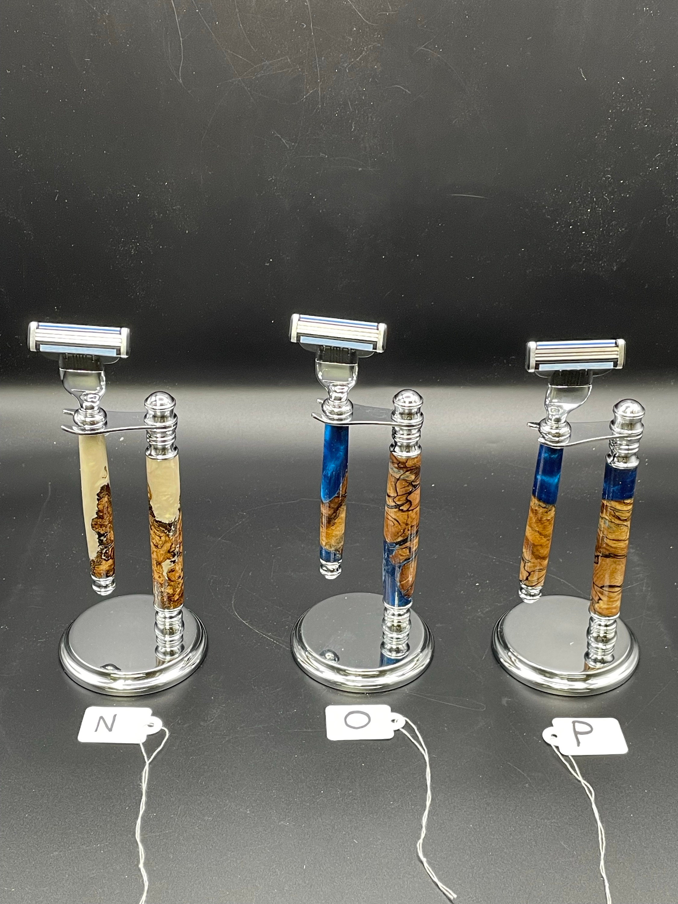 Handmade Safety Razor and Stand - Burl Wood and Resin - Etsy