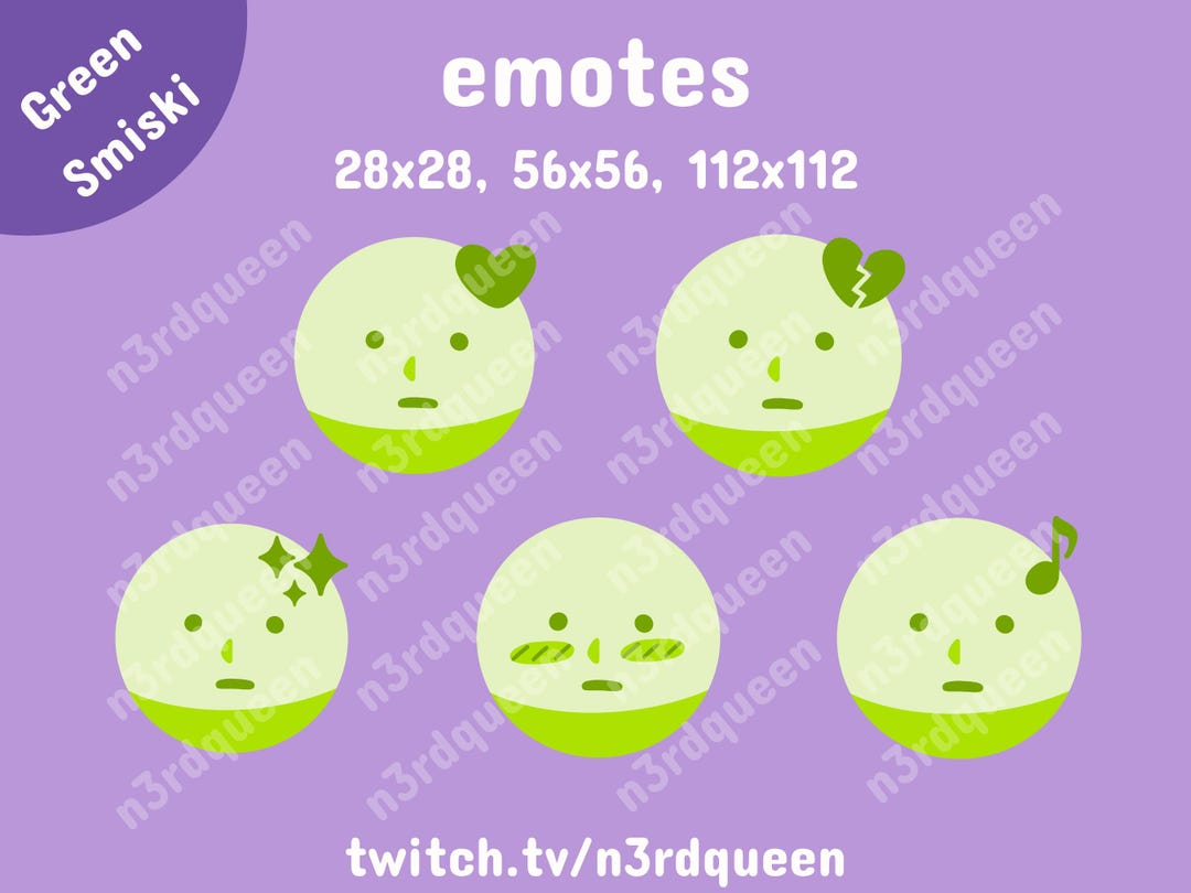 5x Green Smiski Cute (heart, Break, Sparkle, Blush, Sing) Emotes ...