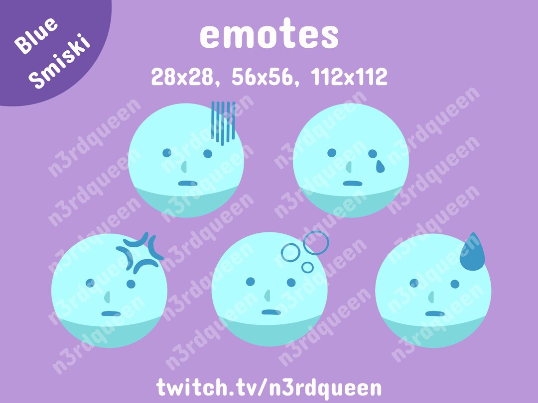 5x Blue Smiski Upset (angry, Cry, Sweat, Down, Bubble) Cute Emotes ...