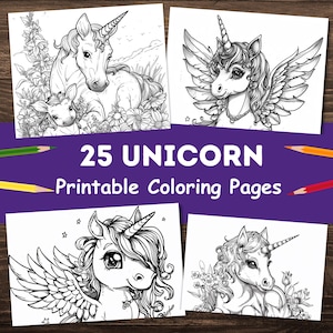 25 Unicorn Printable Coloring Pages for Kids and Adults - Super High ...