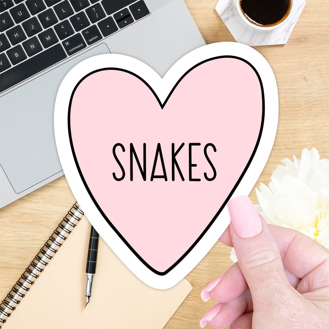 Snakes Pink Heart Sticker Gift, Funny Snake Lover Laptop Sticker Gift ...
