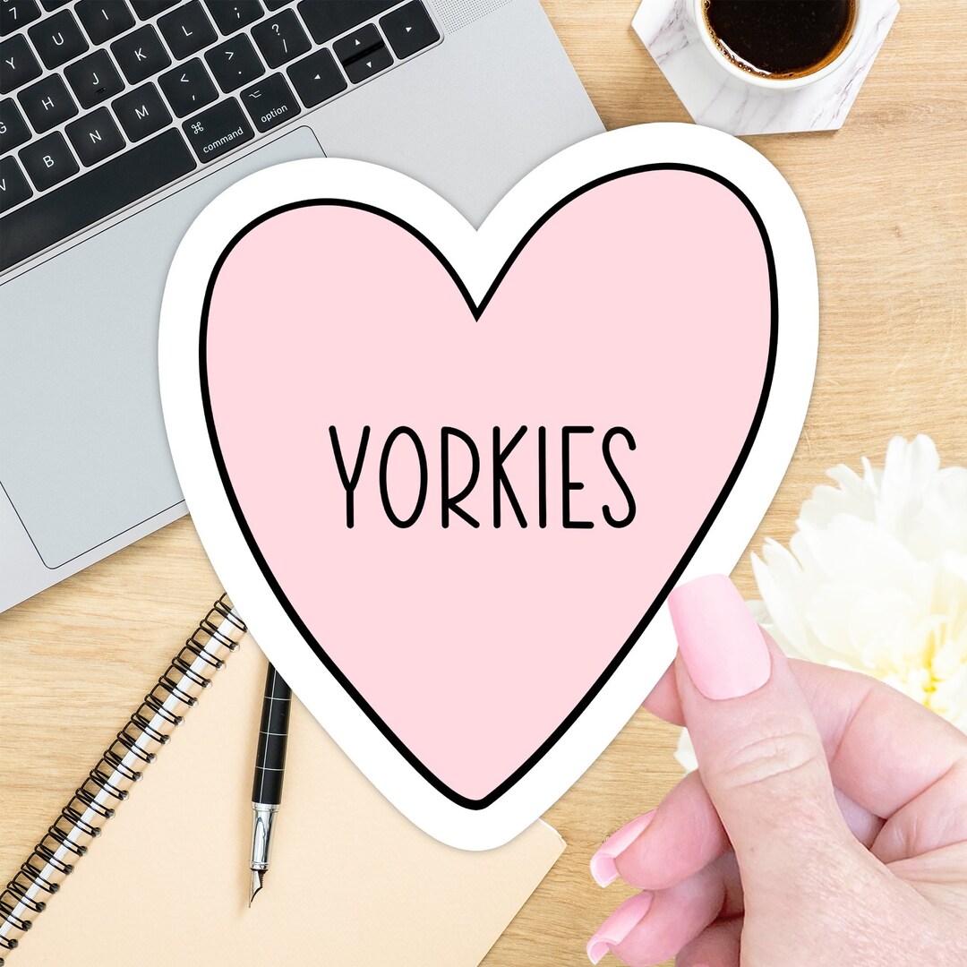 Yorkies Pink Heart Sticker Gift, Yorkie Mom Dog Owner Laptop Sticker ...