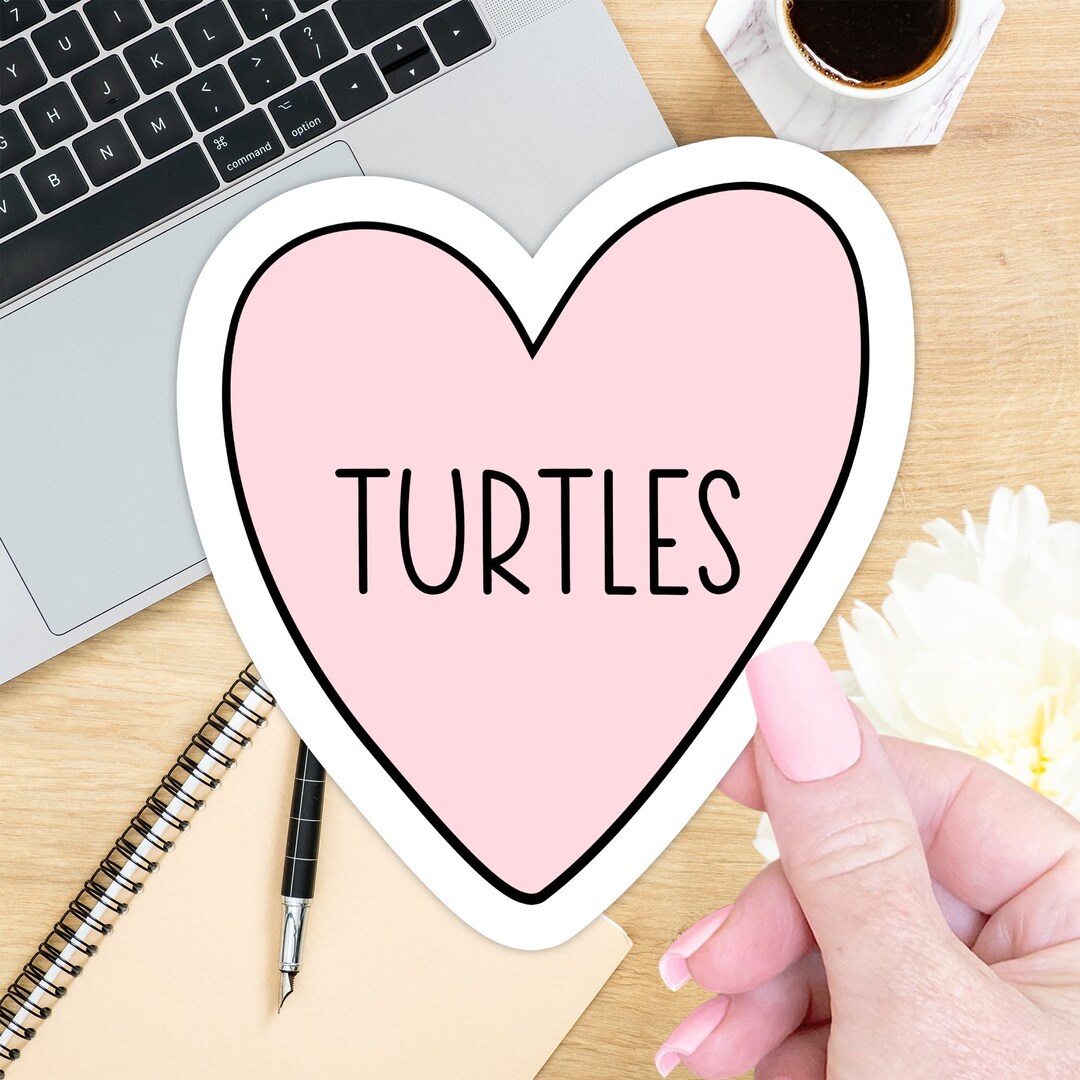 Turtles Pink Heart Sticker Gift, Turtle Lover Laptop Sticker Gift ...