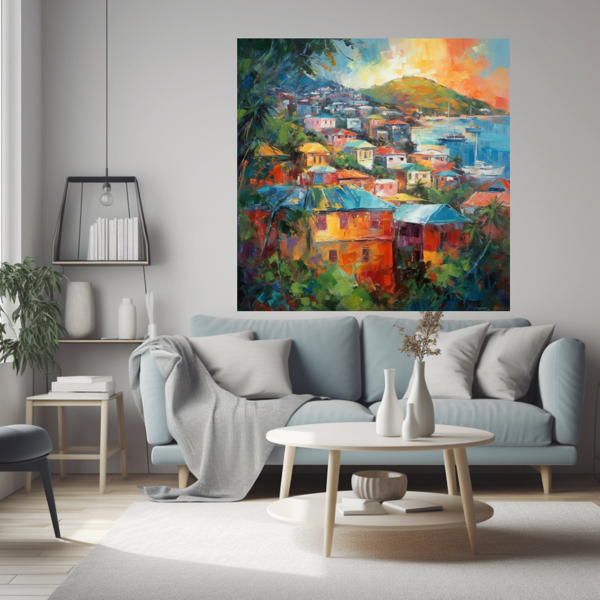 Abstract Caribbean Art | Sail Boat Wall Decor | Caribbean Wall Art ...