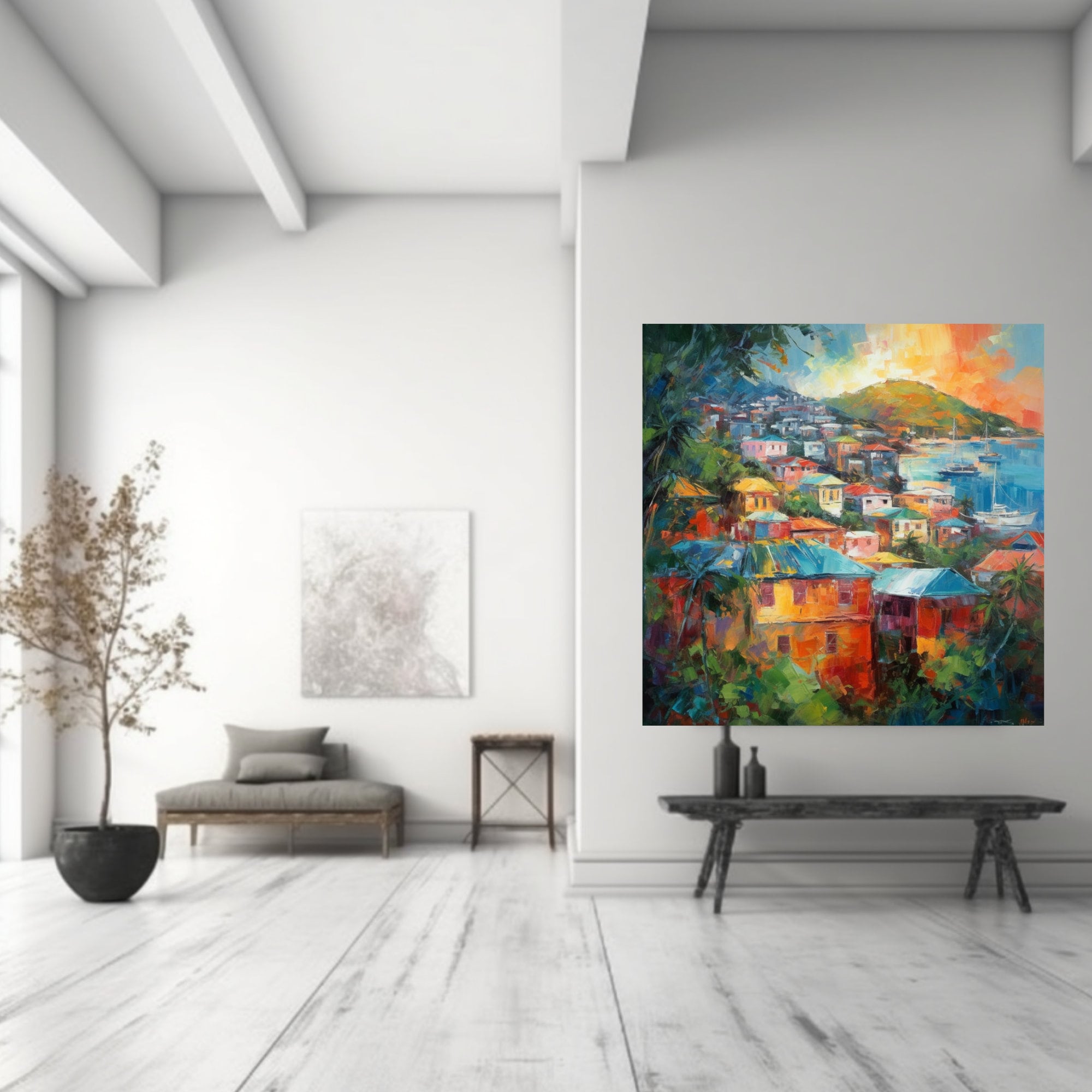 Abstract Caribbean Art | Sail Boat Wall Decor | Caribbean Wall Art ...