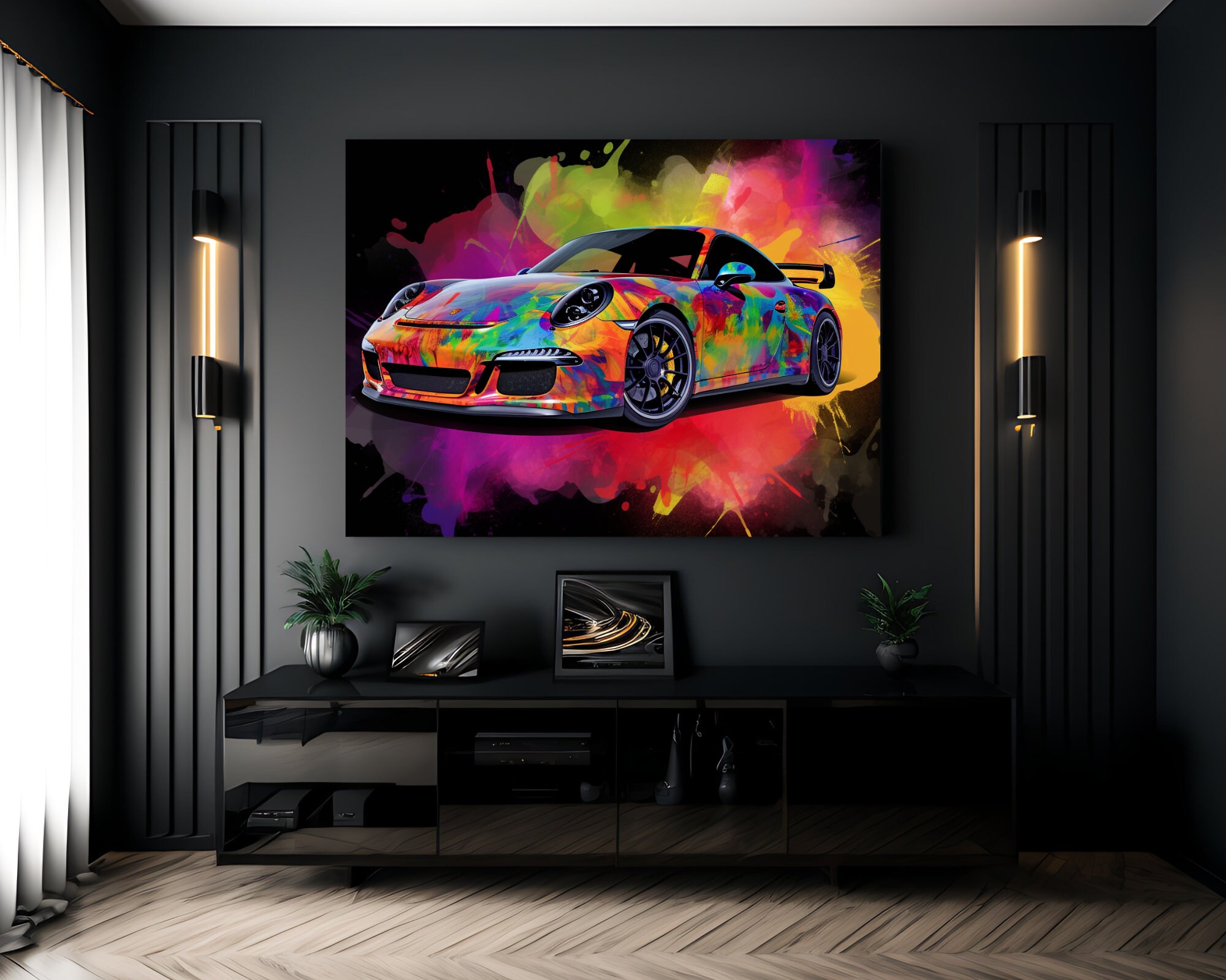 Porsche Art Porsche Canvas Car Art Sport Car Art Colorful Art Wall ...