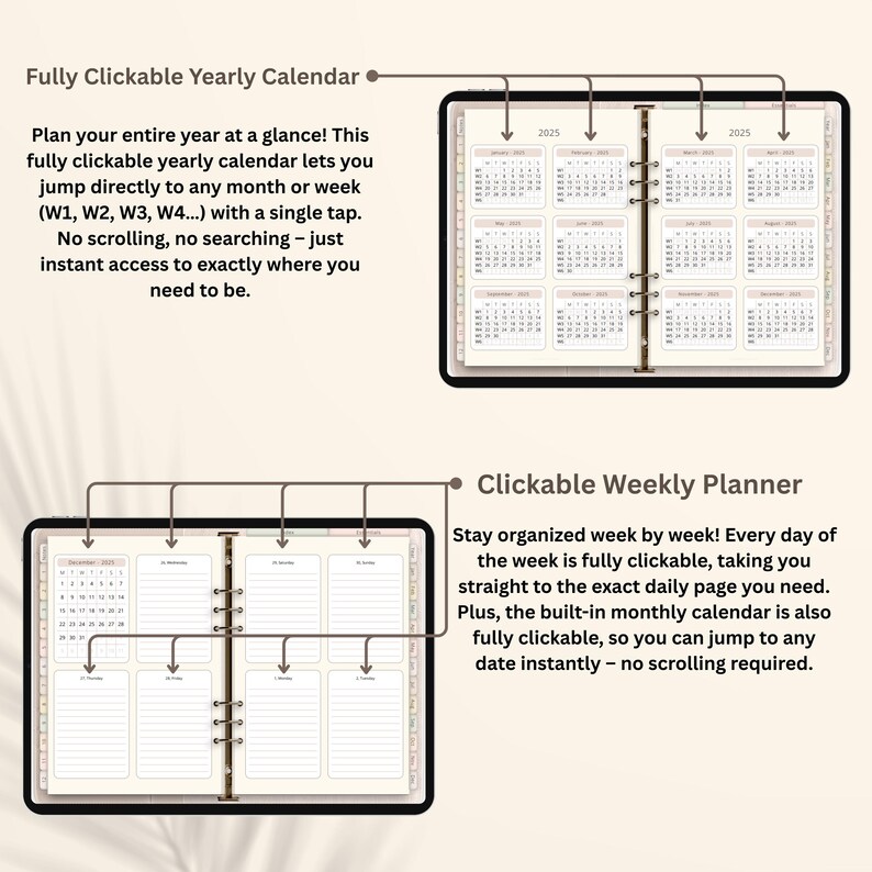 Soft Elegance Digital Planner • Hyperlinked PDF 2025 2026 2027 ...