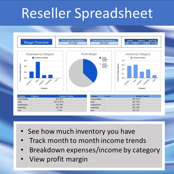 Reseller Spreadsheet - Etsy