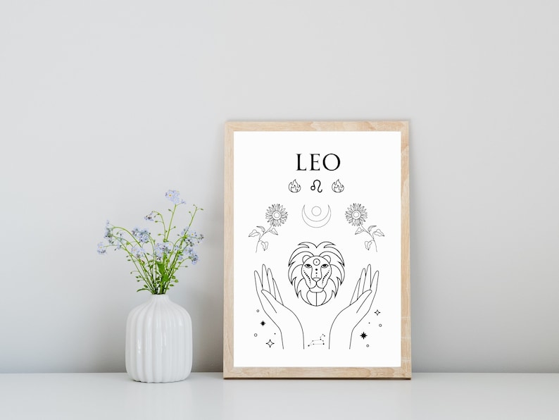 Leo Star Sign Instant Download Print, Zodiac Art Printable, Spiritual ...
