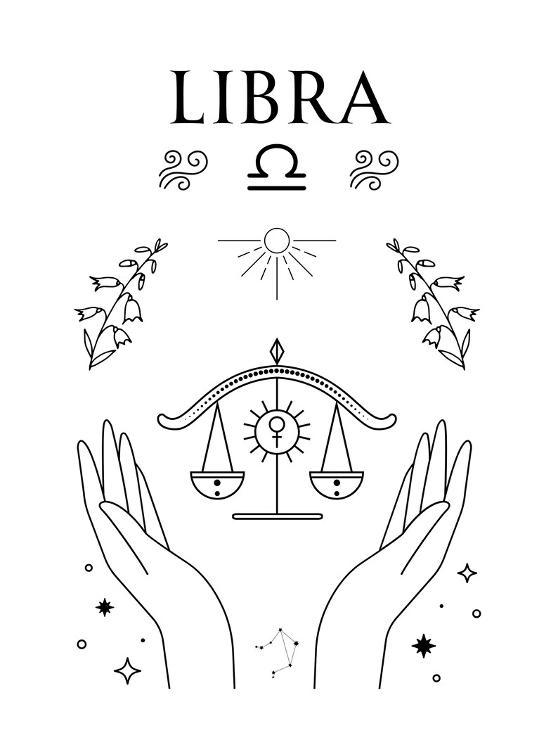 Libra Star Sign Instant Download Print, Zodiac Art Printable, Spiritual ...