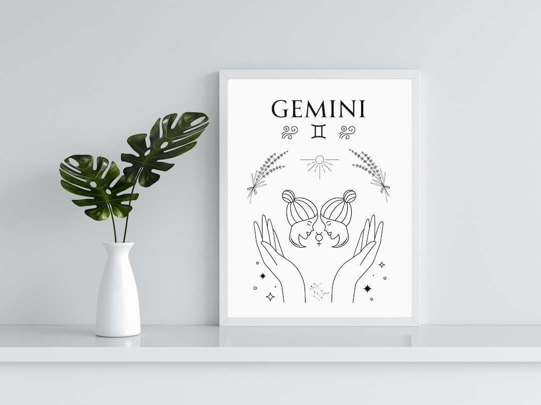 Gemini Star Sign Instant Download Print, Zodiac Art Printable ...
