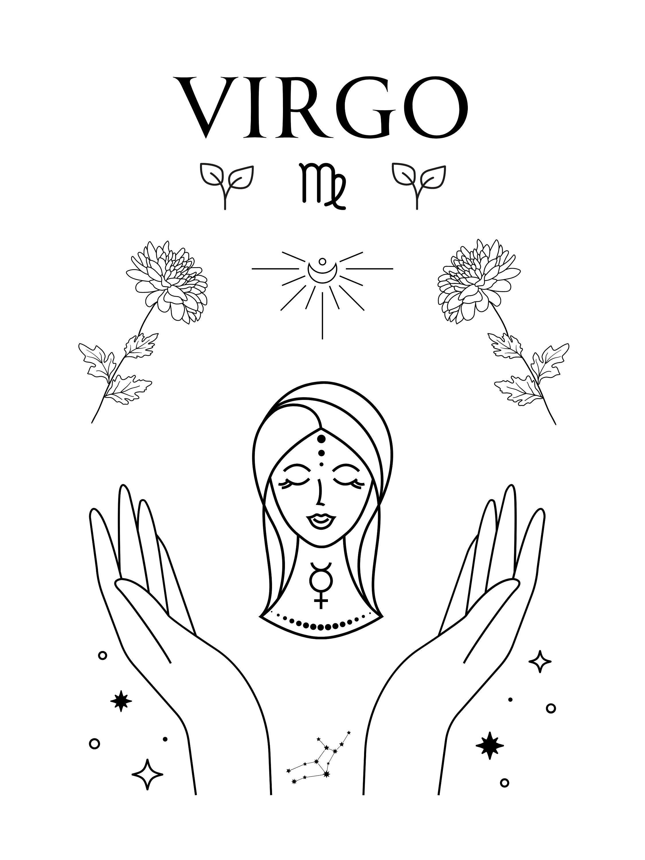 Virgo Star Sign Instant Download Print, Zodiac Art Printable, Spiritual ...