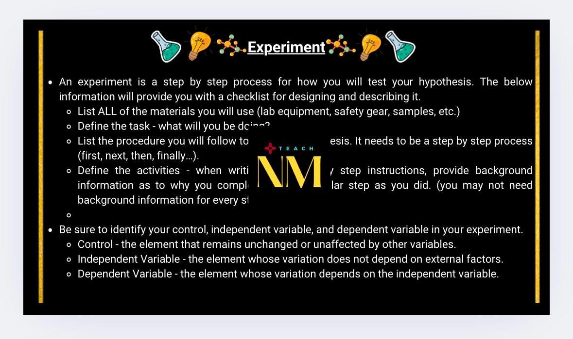 The Scientific Method Lesson Rubric Science Fair Project Outline ...