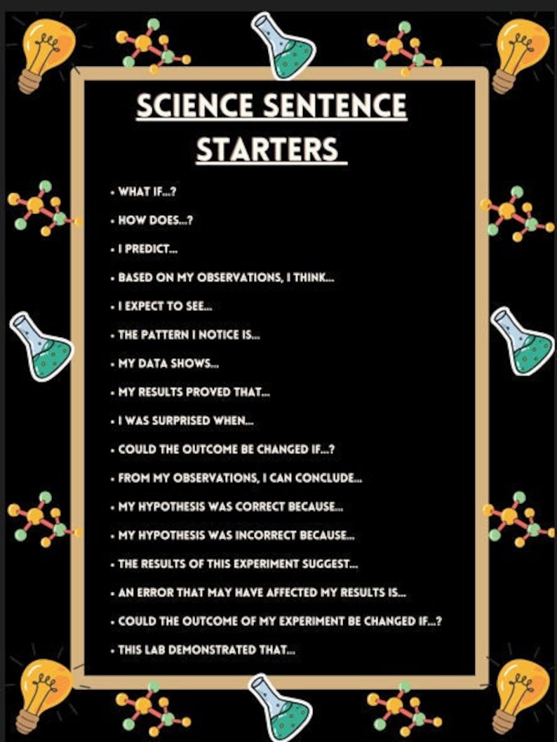 Scientific Sentence Starters Poster PNG. - Etsy