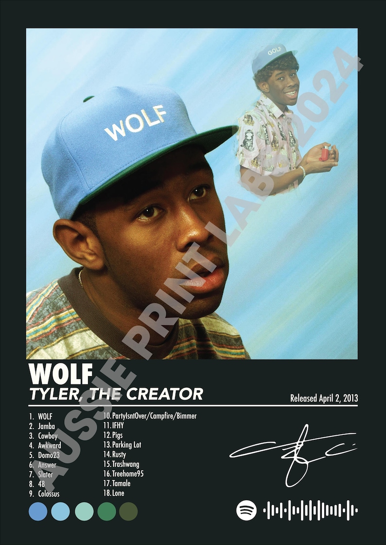 Tyler, the Creator Wolf Album Poster Full Tracklist & Signature Digital ...