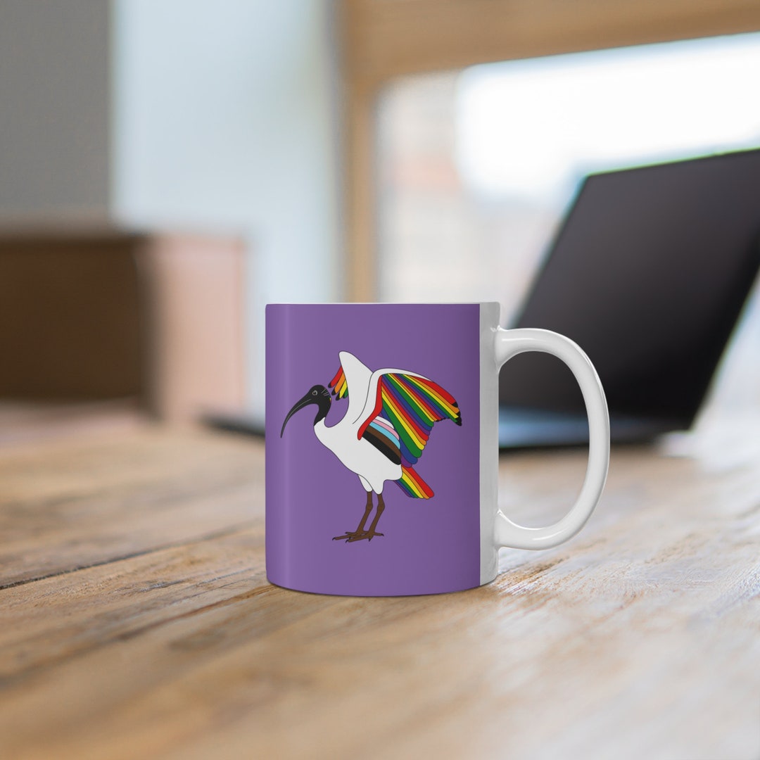 Purple Progress Pride Bin Chicken Mug Australian White Ibis Rainbow ...
