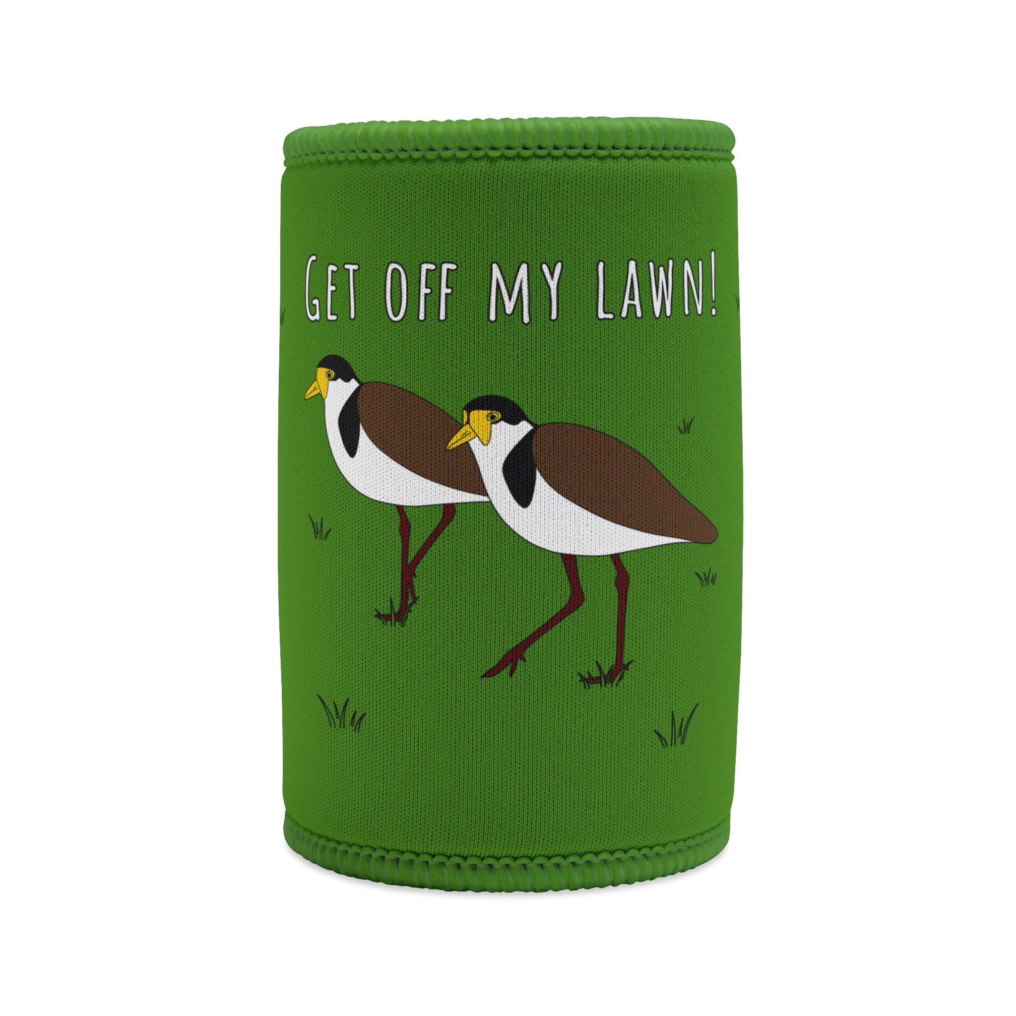 Get off My Lawn Masked Lapwing Stubby Cooler Australian Plover Can ...