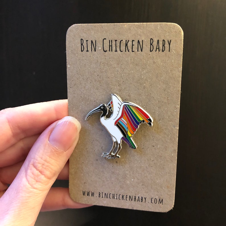 Progress Pride Bin Chicken Pin LGBTQ Ibis Enamel Pin Progress Bin ...