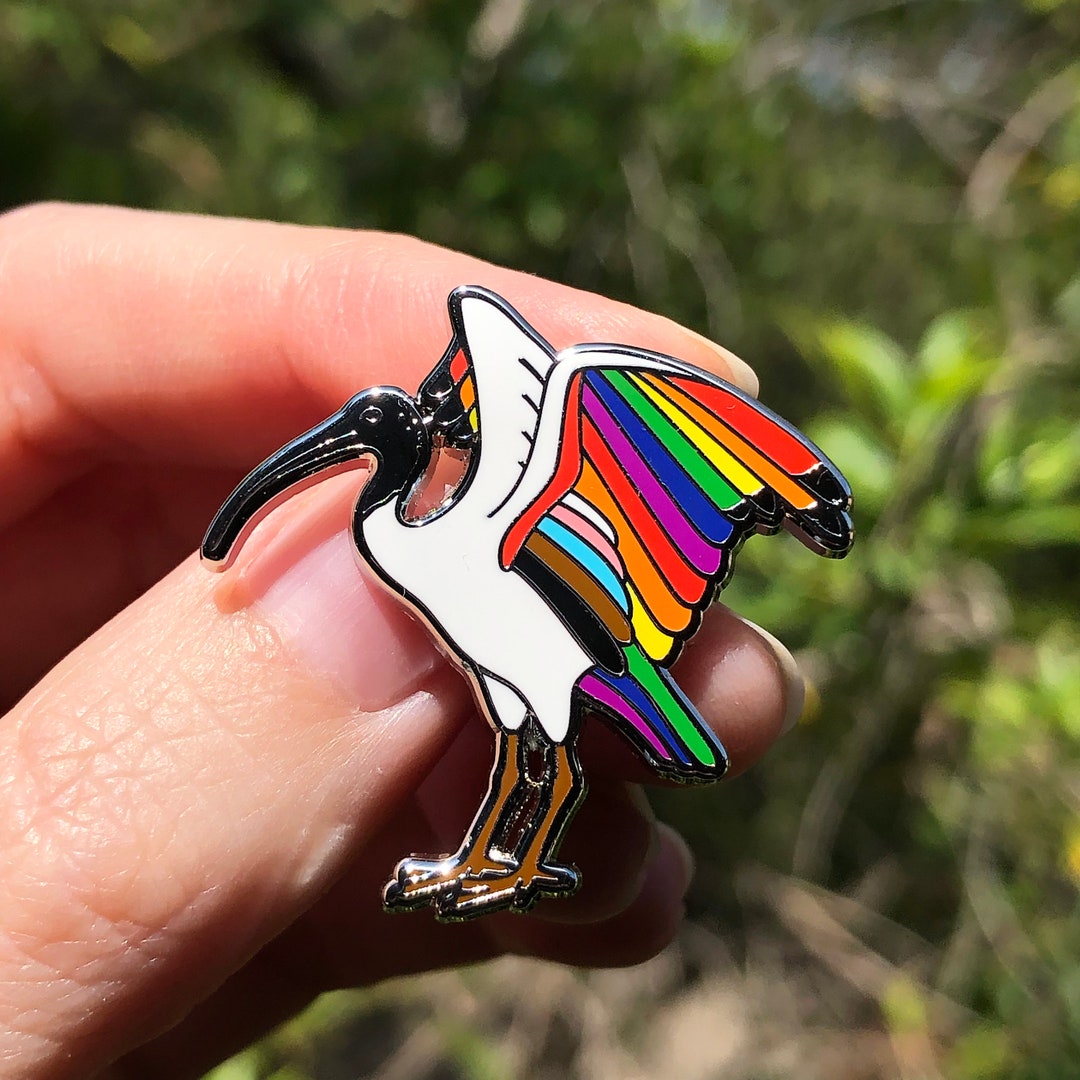 Progress Pride Bin Chicken Pin LGBTQ Ibis Enamel Pin Progress Bin ...