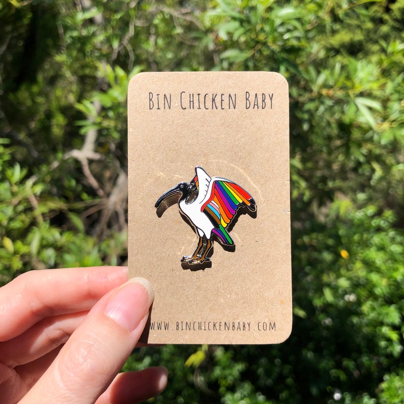 Progress Pride Bin Chicken Pin LGBTQ Ibis Enamel Pin Progress Bin ...