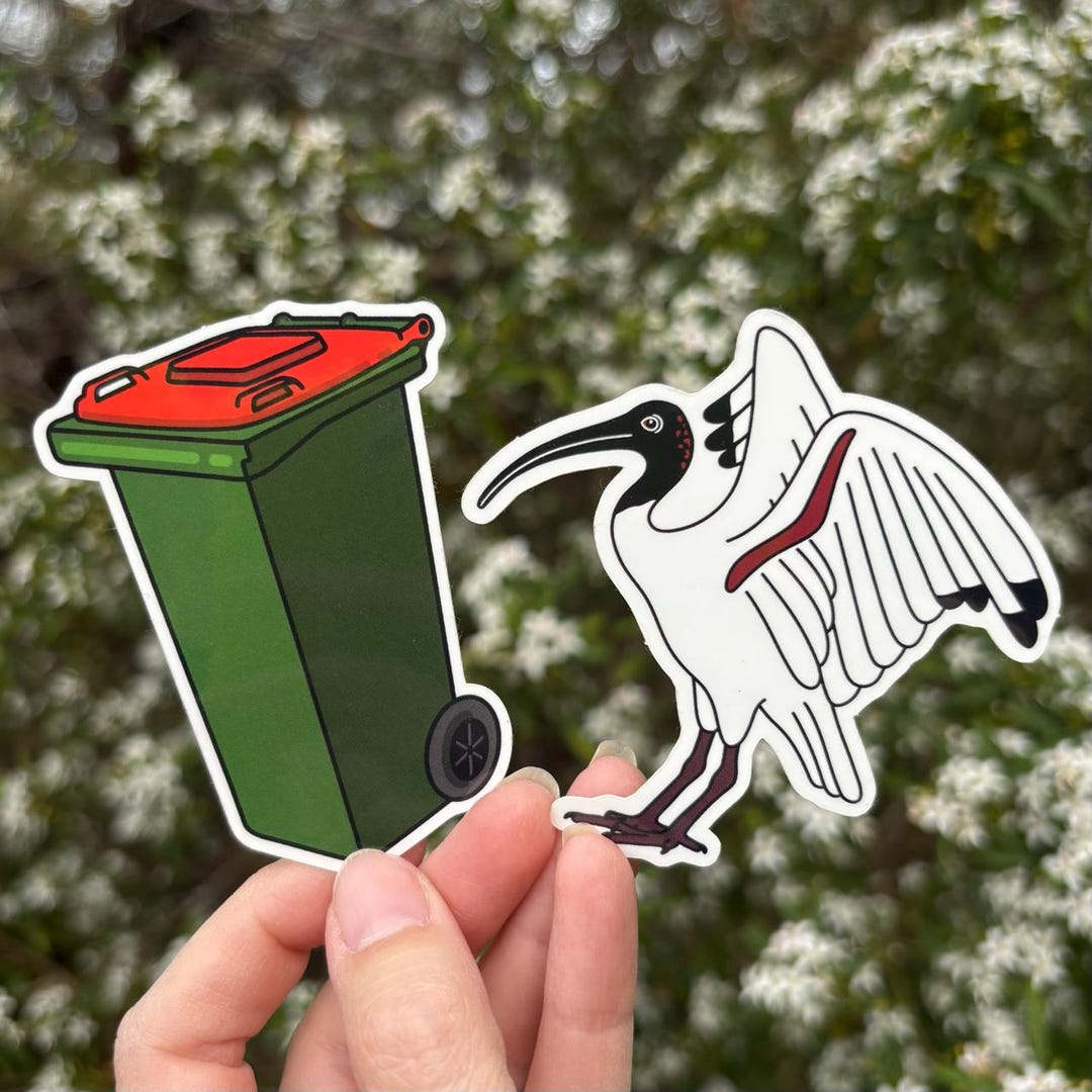 Bin Chicken and Wheelie Bin Sticker Set for Australian Ibis Bird Lovers ...