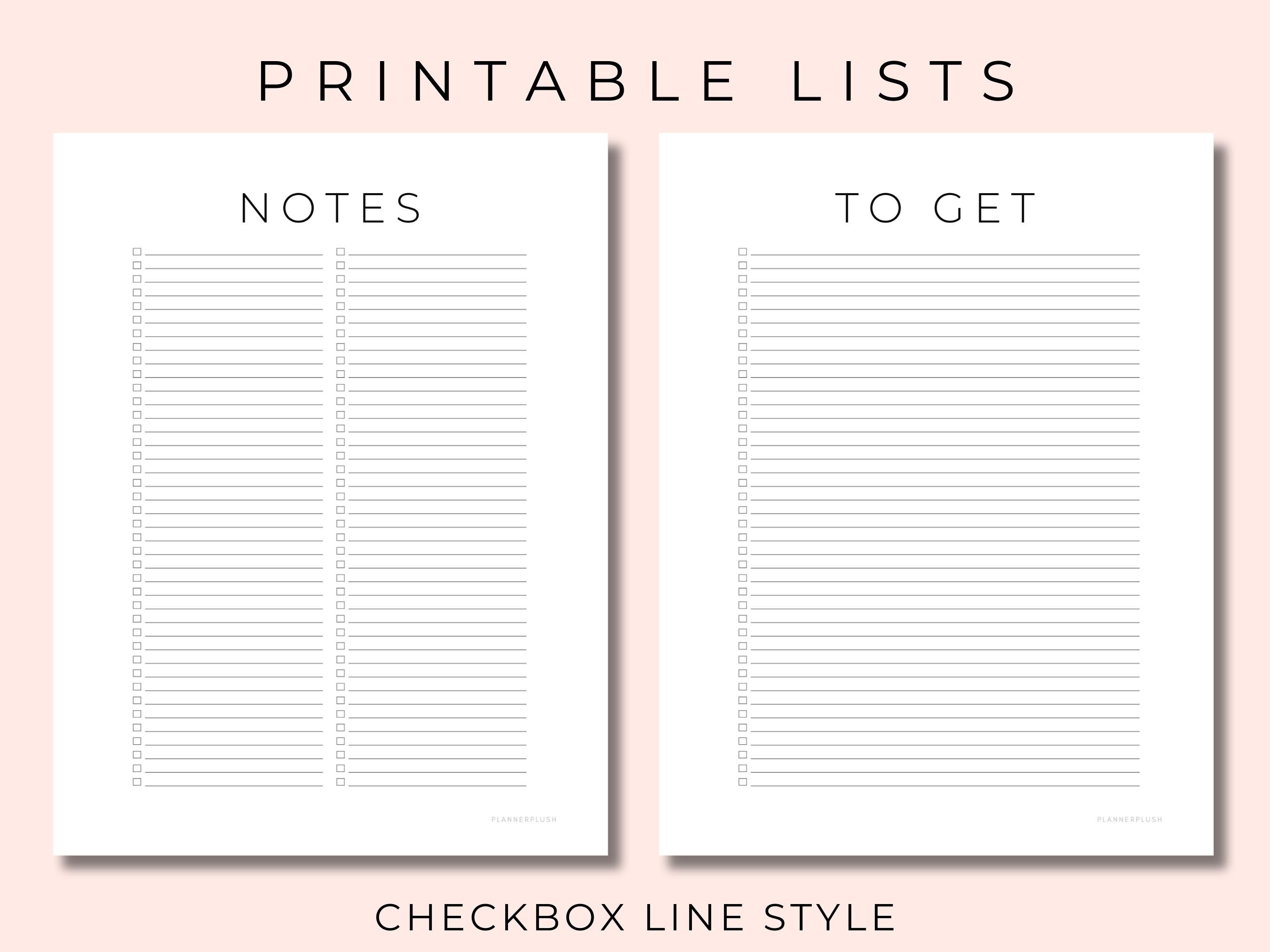 Printable List & Note Pages | To-do List | Lined Paper | Grocery List ...