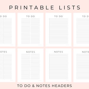 Printable List & Note Pages | To-do List | Lined Paper | Grocery List ...