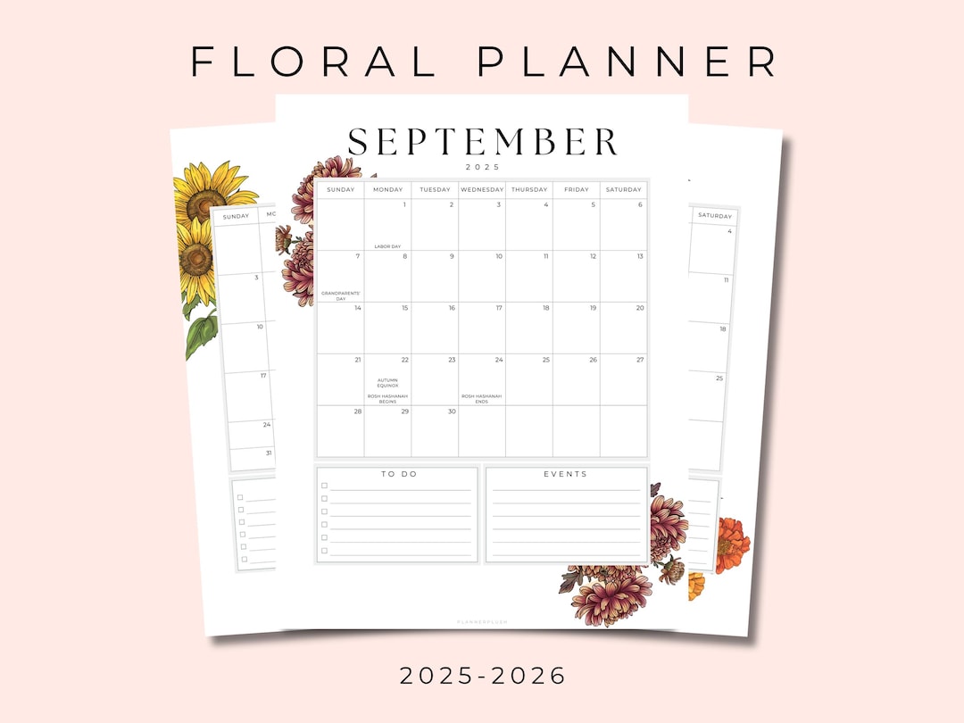 2025-2026 Floral Planner | Printable and Digital Calendar (PDF & PNG ...