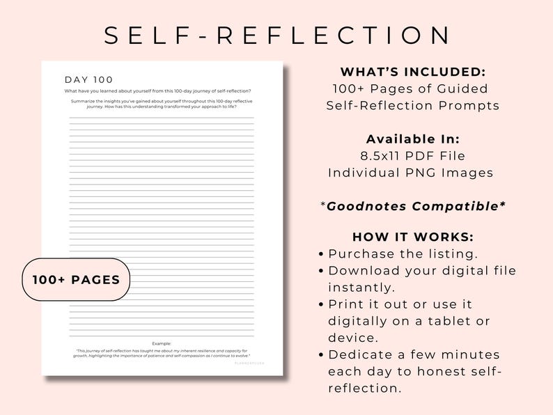 100-day Self-reflection Journal: Guided Prompts (digital Download) - Etsy