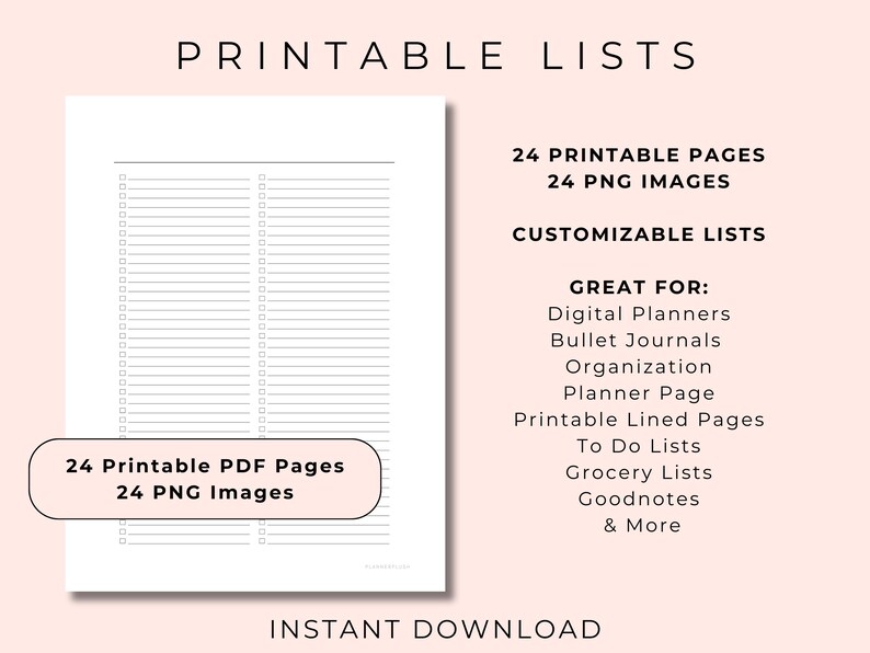 Printable List & Note Pages | To-do List | Lined Paper | Grocery List ...