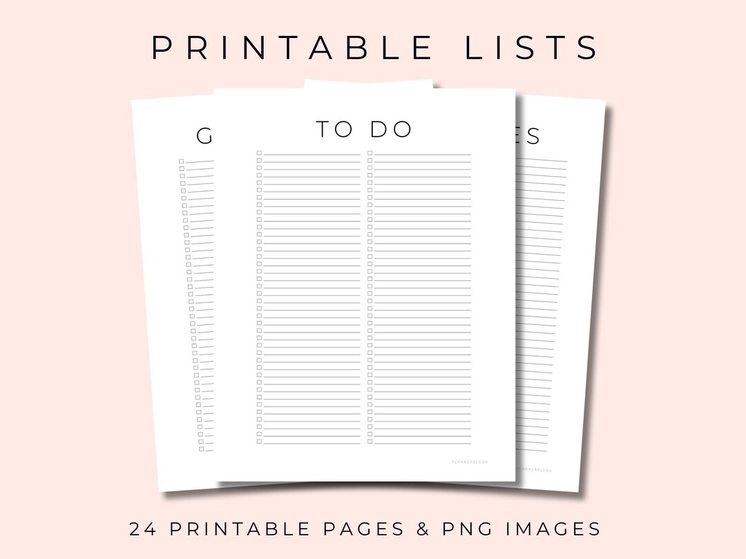 Printable List & Note Pages | To-do List | Lined Paper | Grocery List ...