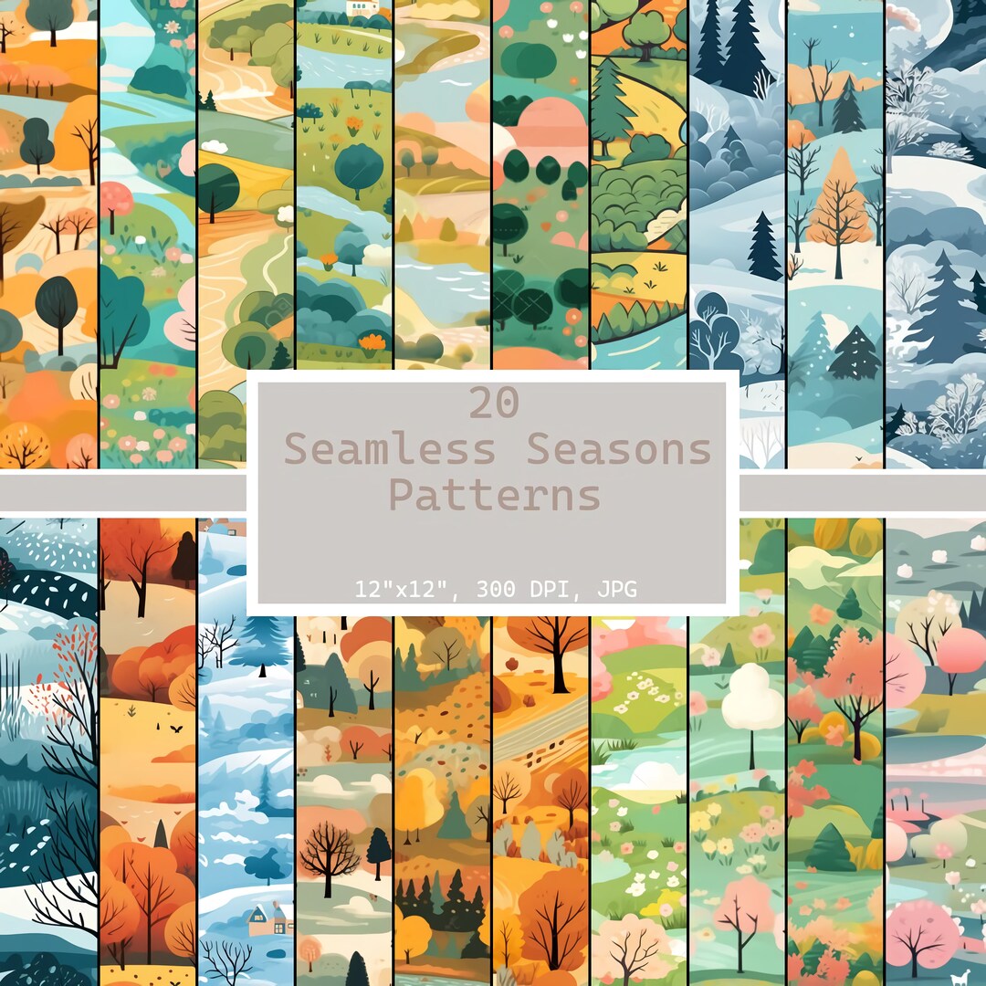 20 Digital Paper Seamless Seasons Patterns Perfect for - Etsy
